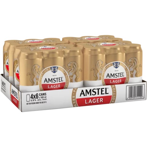 Amstel Premium Lager 24 x 500ml Cans | Woodstock Liquors